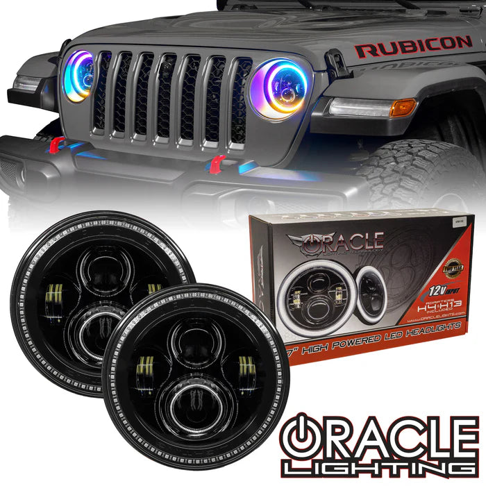 Oracle Lighting 7" High Powered LED Headlights - Black Bezel - Dynamic ...